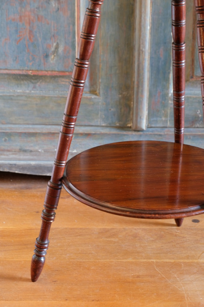 Mahogany Round Table With Turned Legs And Under Tier Shelf | Campbell ...